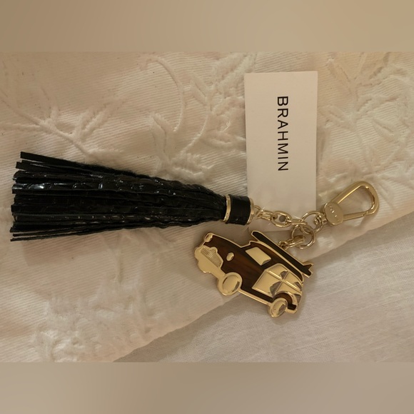 Brahmin | Accessories | Brahmin Copa Cabana Black And Gold Car Keychain ...